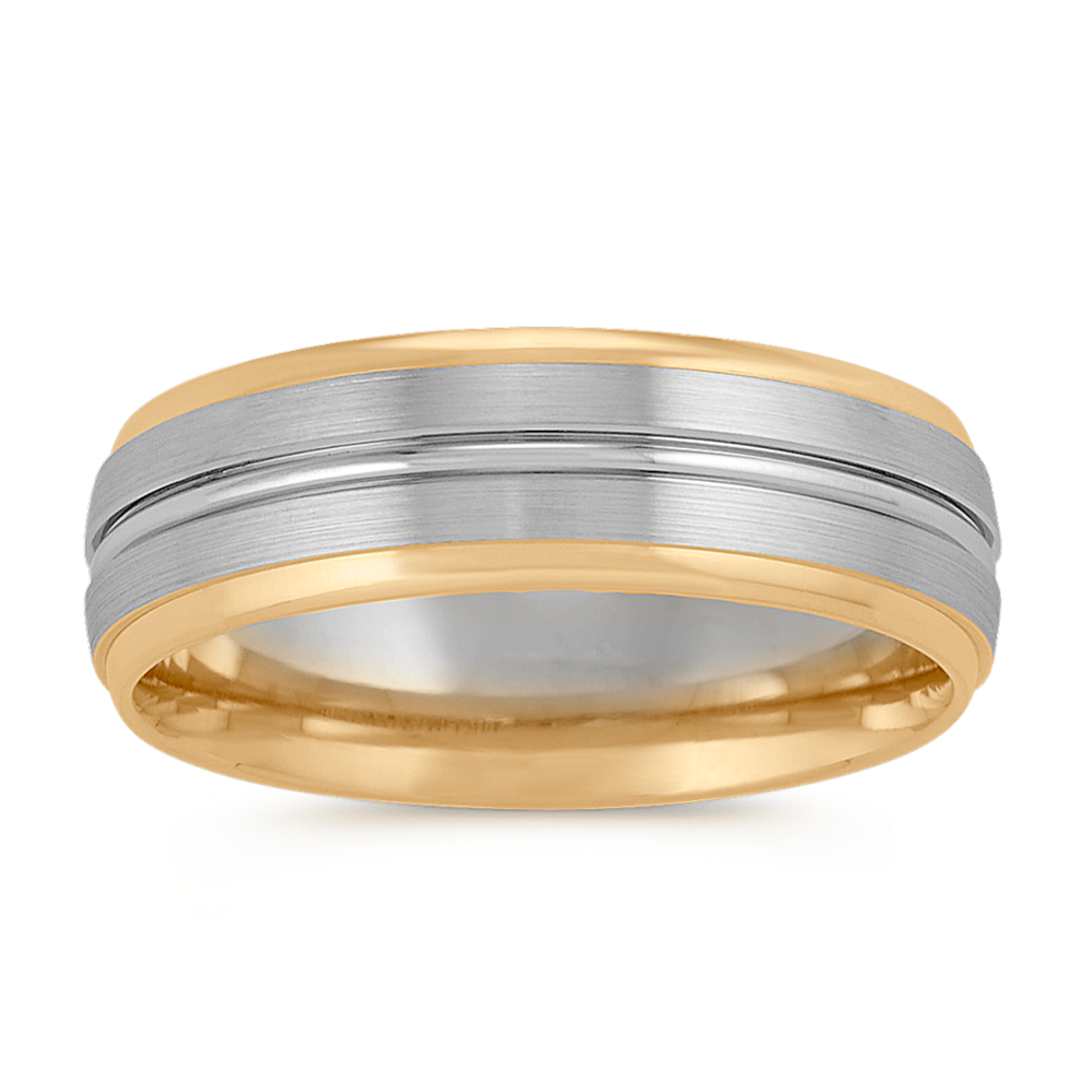 14k Two-Tone Comfort Fit Mens Ring (7mm) | Shane Co.