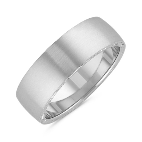 14k White Gold Mens Ring with Engraving (7mm) | Shane Co.