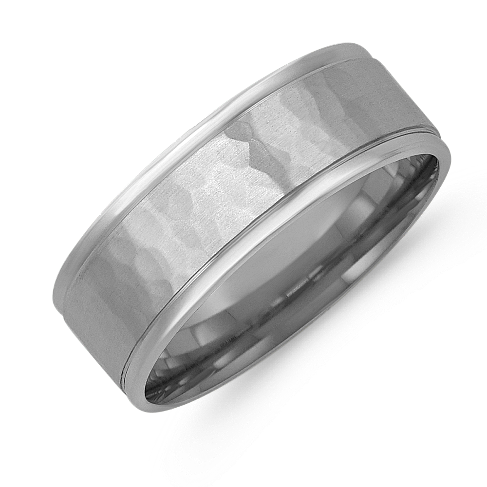 14k White Gold Ring with Hammered Finish (7.5mm) | Shane Co.