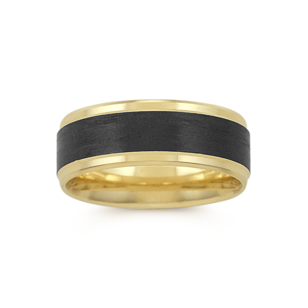 Arlo Carbon Fiber and 14K Yellow Gold Wedding Band (8mm) | Shane Co.