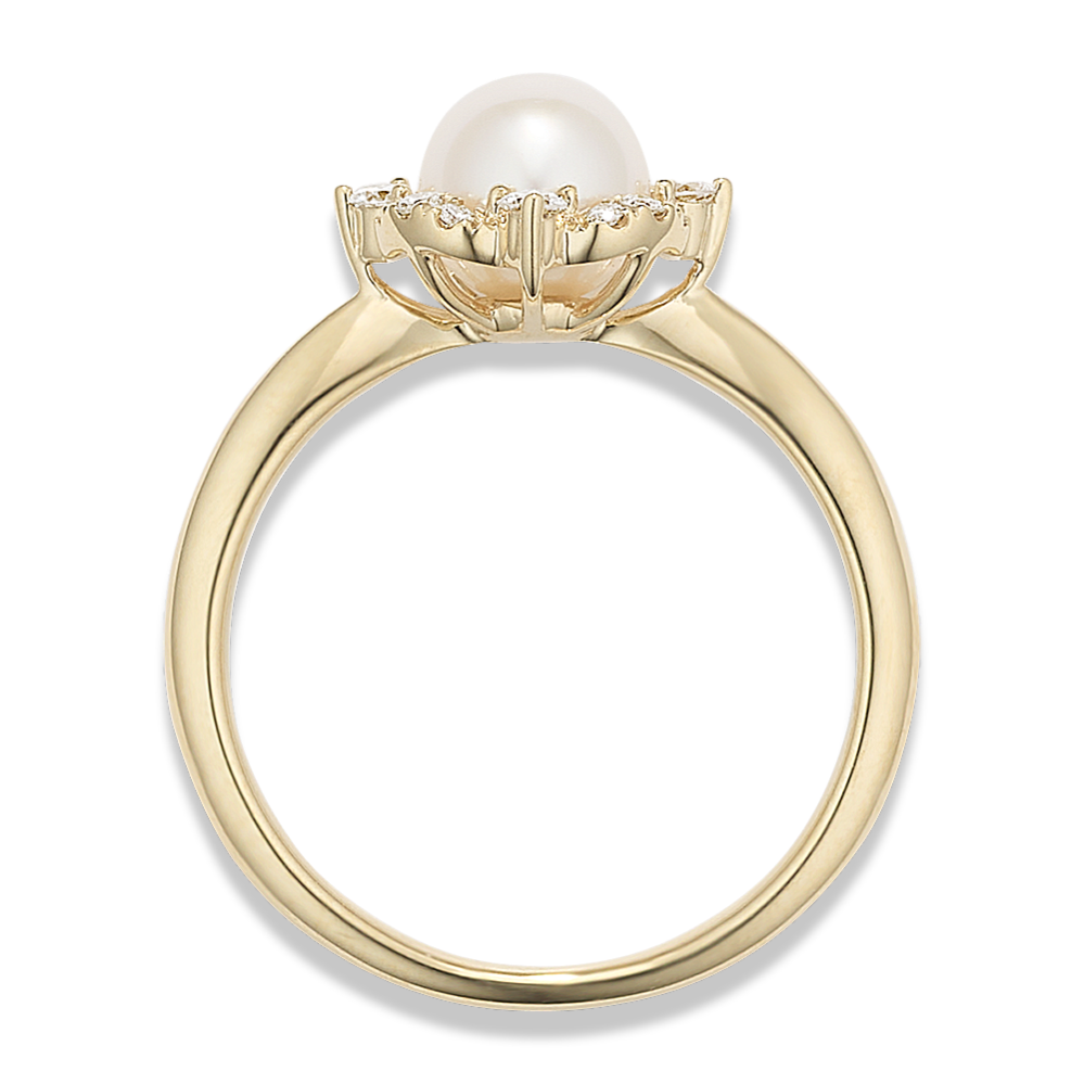 Musique Cultured Akoya Pearl & Diamond Ring | Shane Co.