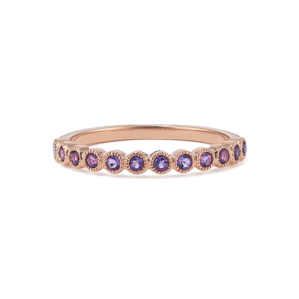 Leah Bezel-Set Amethyst Ring in 14K Rose Gold | Shane Co.