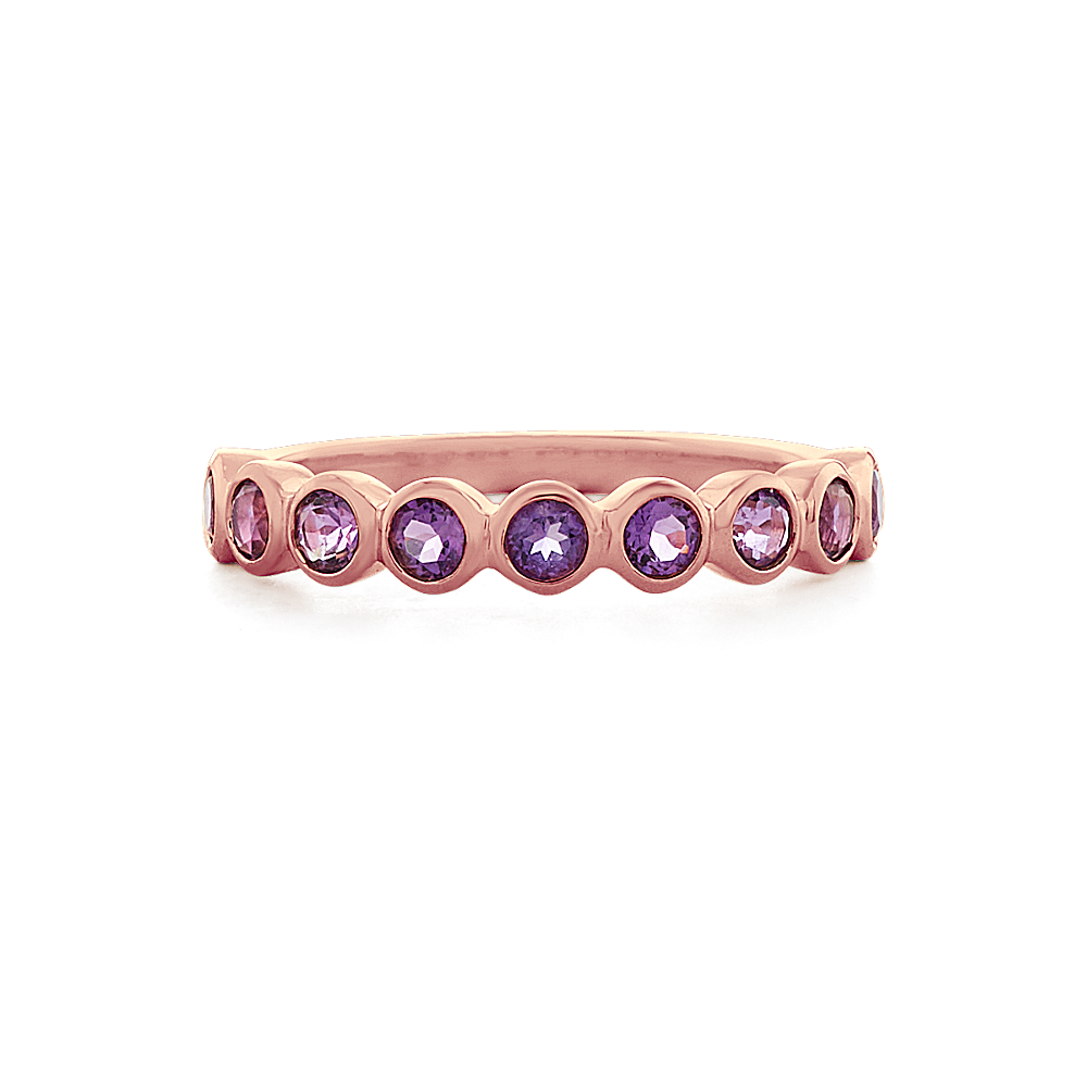 Bezel-Set Amethyst Ring in 14k Rose Gold | Shane Co.