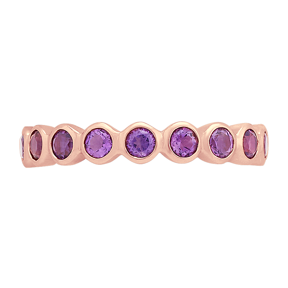 Bezel-Set Amethyst Ring in 14k Rose Gold | Shane Co.