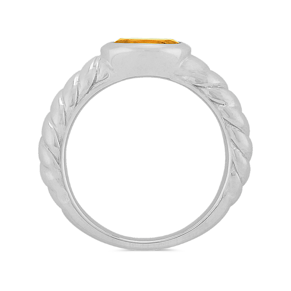 Bezel-Set Citrine Grooved Ring in Sterling Silver | Shane Co.