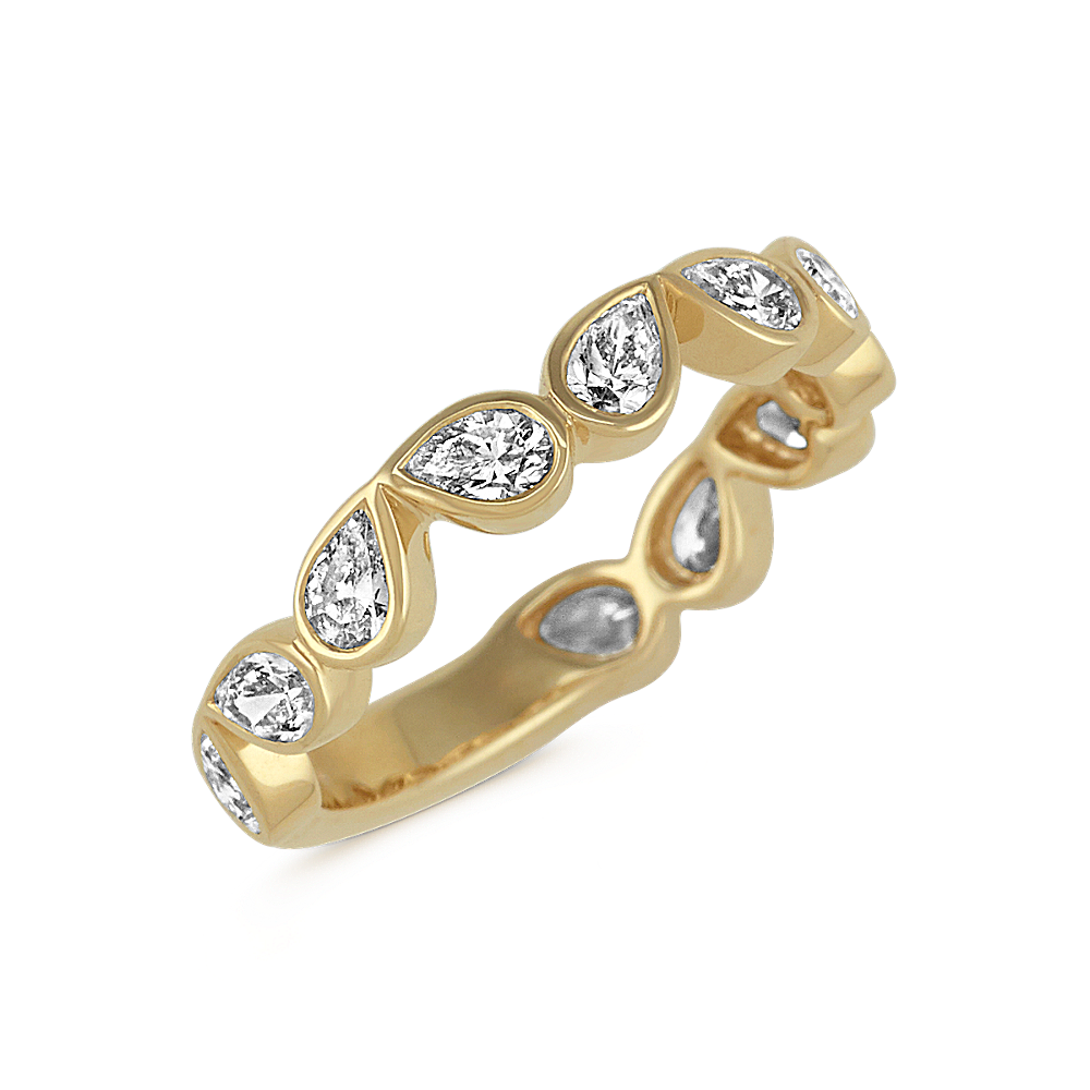 Bezel-Set Pear Shaped Diamond Wedding Band | Shane Co.