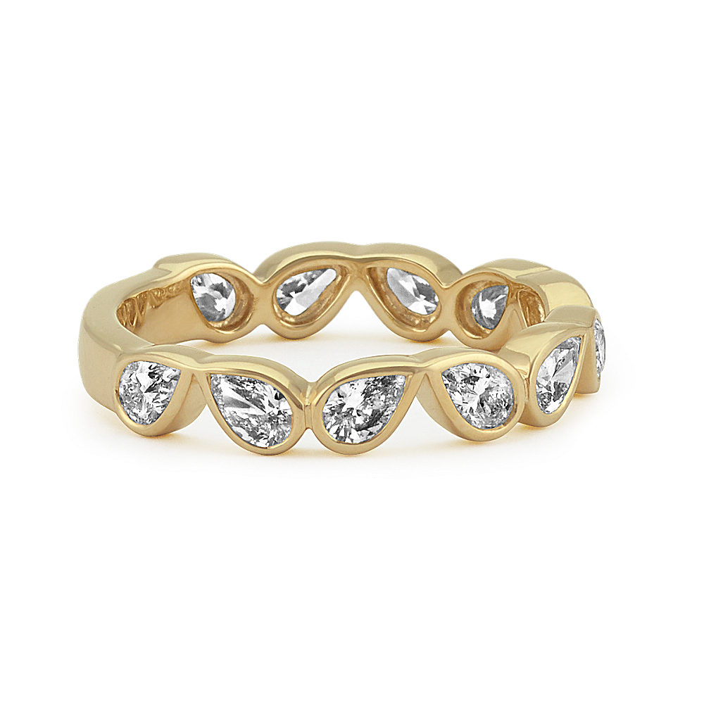 Bezel-Set Pear Shaped Diamond Wedding Band | Shane Co.