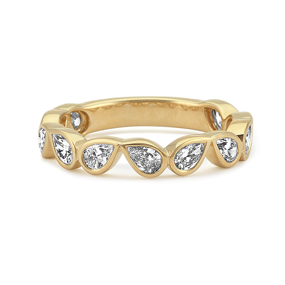Bezel-Set Pear Shaped Diamond Wedding Band | Shane Co.