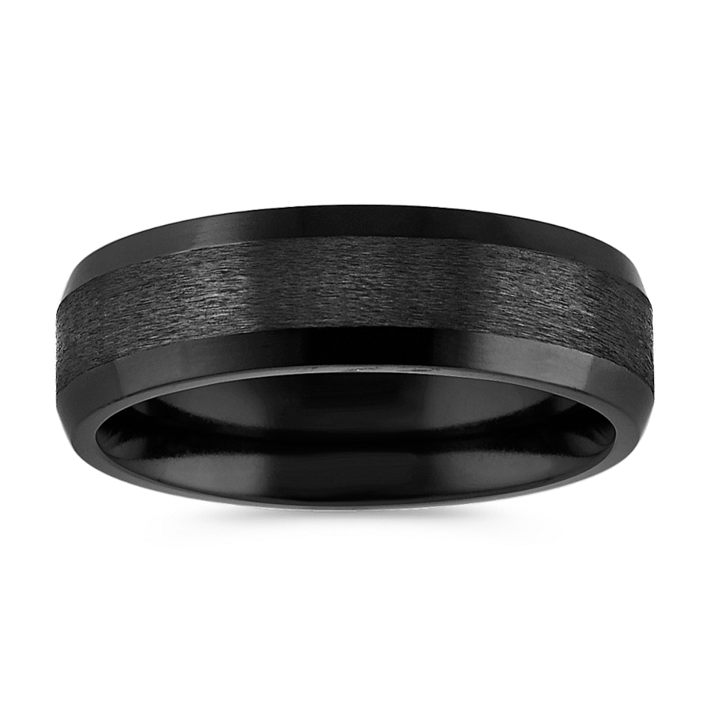 Black Titanium Comfort Fit Ring with Satin Finish (7mm) | Shane Co.