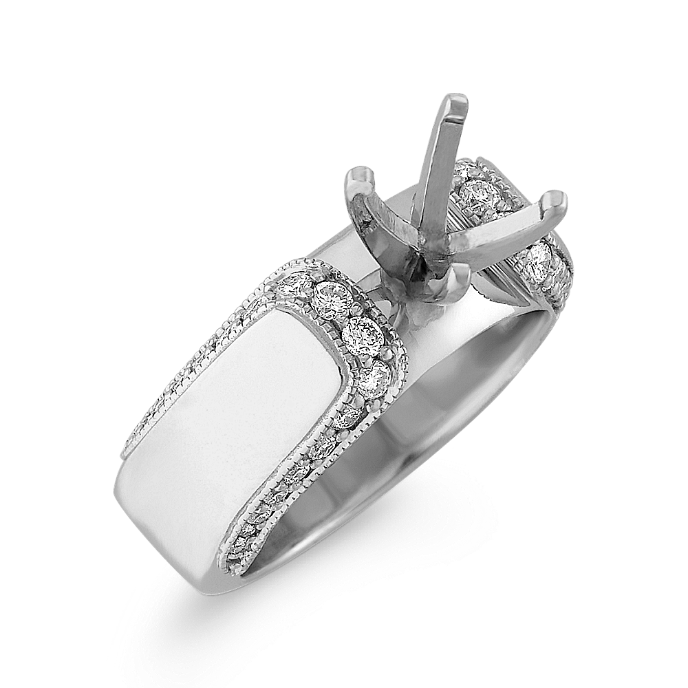 Cathedral Round Diamond Engagement Ring with Pave-Setting | Shane Co.