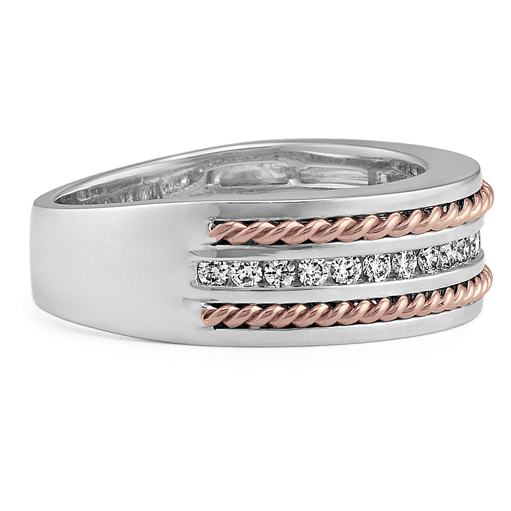 Channel-Set Diamond Ring in 14k White and Rose Gold (8mm) | Shane Co.