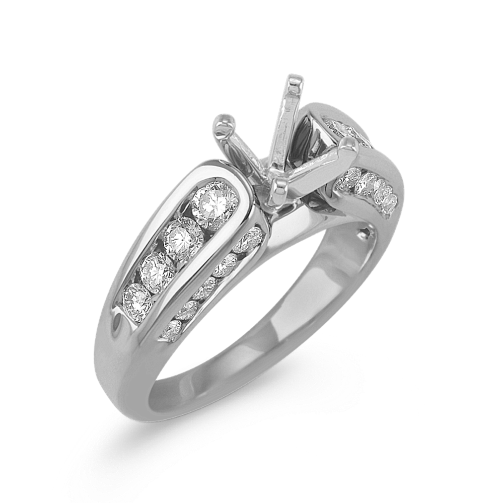Channel-Set Round Diamond Engagement Ring in White Gold | Shane Co.