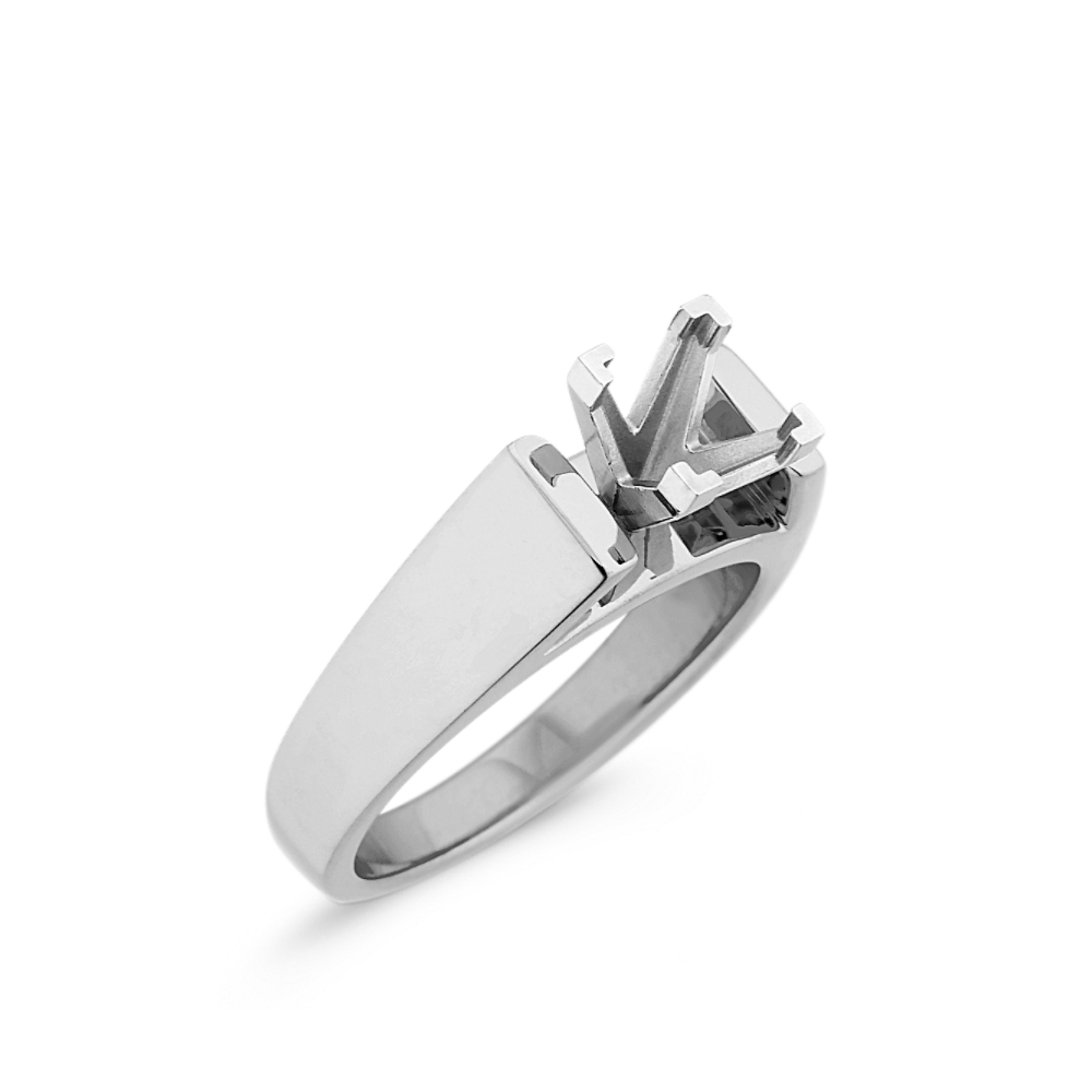 Chevron Head Cathedral Solitaire 14k White Gold Engagement Ring | Shane Co.