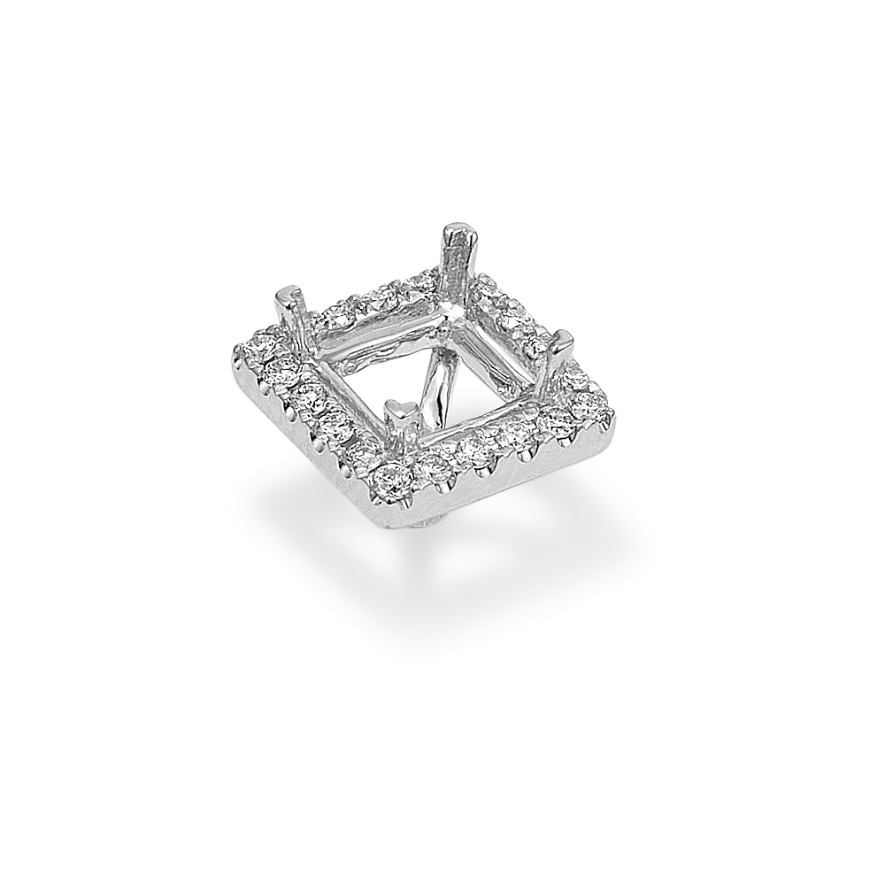 Classic Diamond Halo Decorative Crown to Hold 5.5mm Princess Cut ...