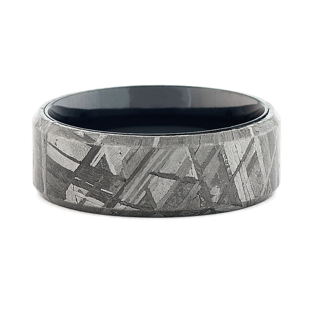 Abstract Meteorite Zirconium Band 8mm Shane Co