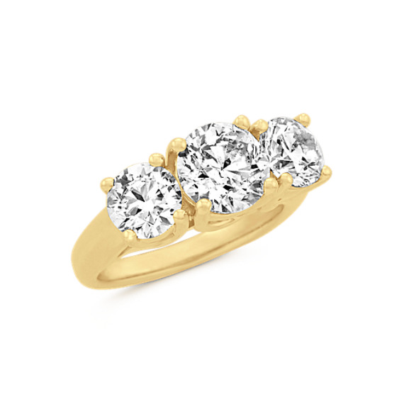 Classic Three-Stone Round Diamond Ring in Yellow Gold | Shane Co.