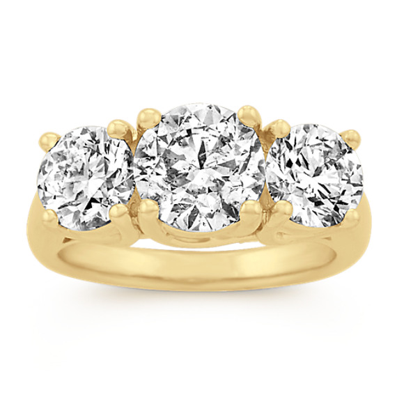 Classic Three-Stone Round Diamond Ring in Yellow Gold | Shane Co.