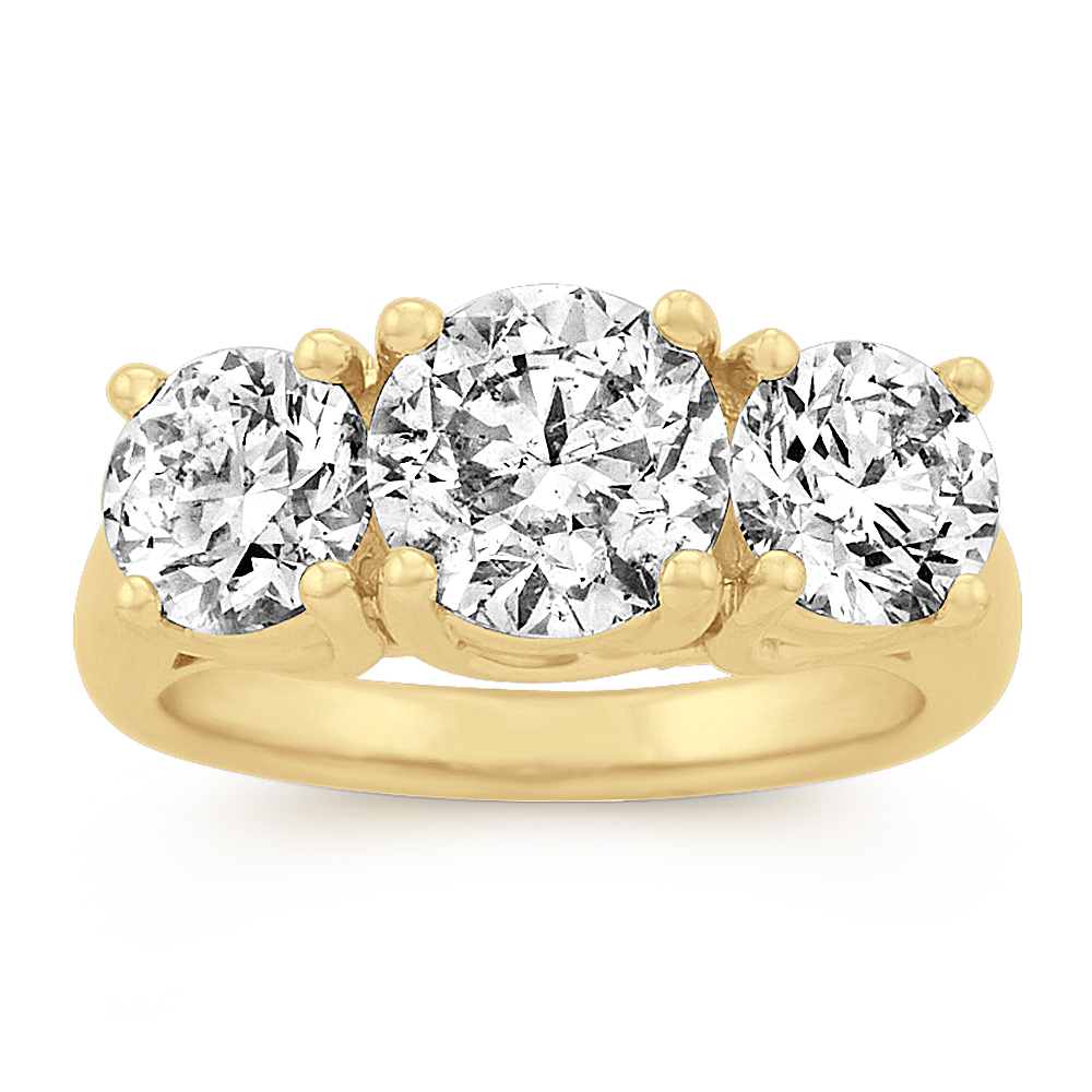 Classic Three-Stone Round Diamond Ring in Yellow Gold | Shane Co.