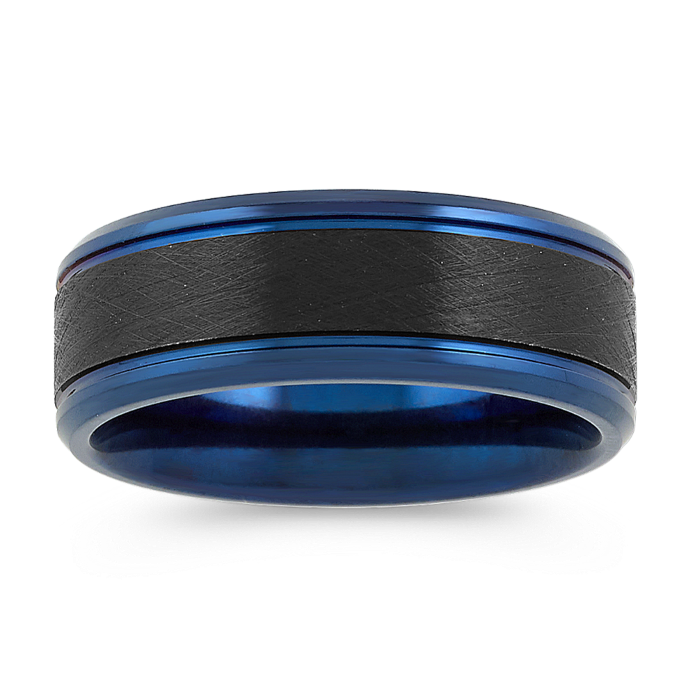 Cobalt Ring with Blue Black Ionic Plating 8mm Shane Co