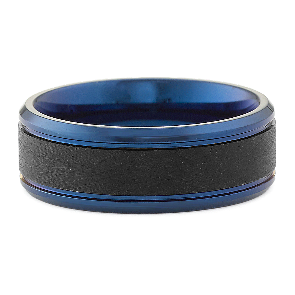 Cobalt Ring with Blue & Black Ionic Plating (8mm) | Shane Co.