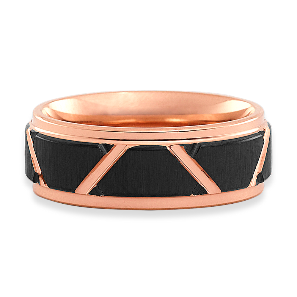 Cobalt with Black and Rose Ionic Plating Wedding Band (8mm) | Shane Co.