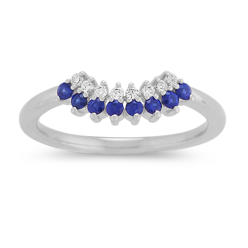 Contour Traditional Blue Sapphire and Diamond Wedding Band | Shane Co.