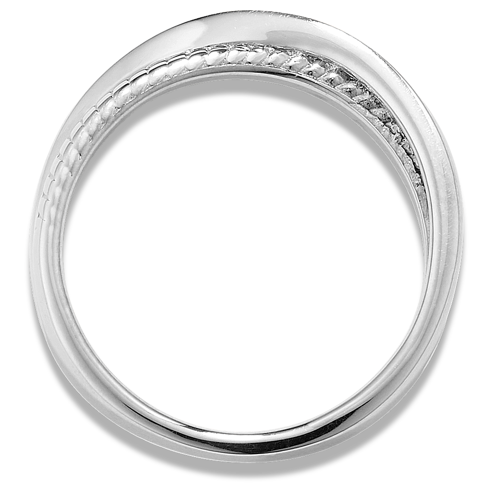 Two-Texture Sterling Silver Crossover Ring | Shane Co.