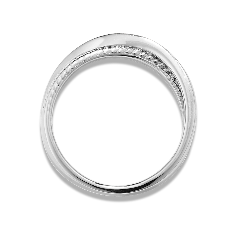 Two-Texture Sterling Silver Crossover Ring | Shane Co.
