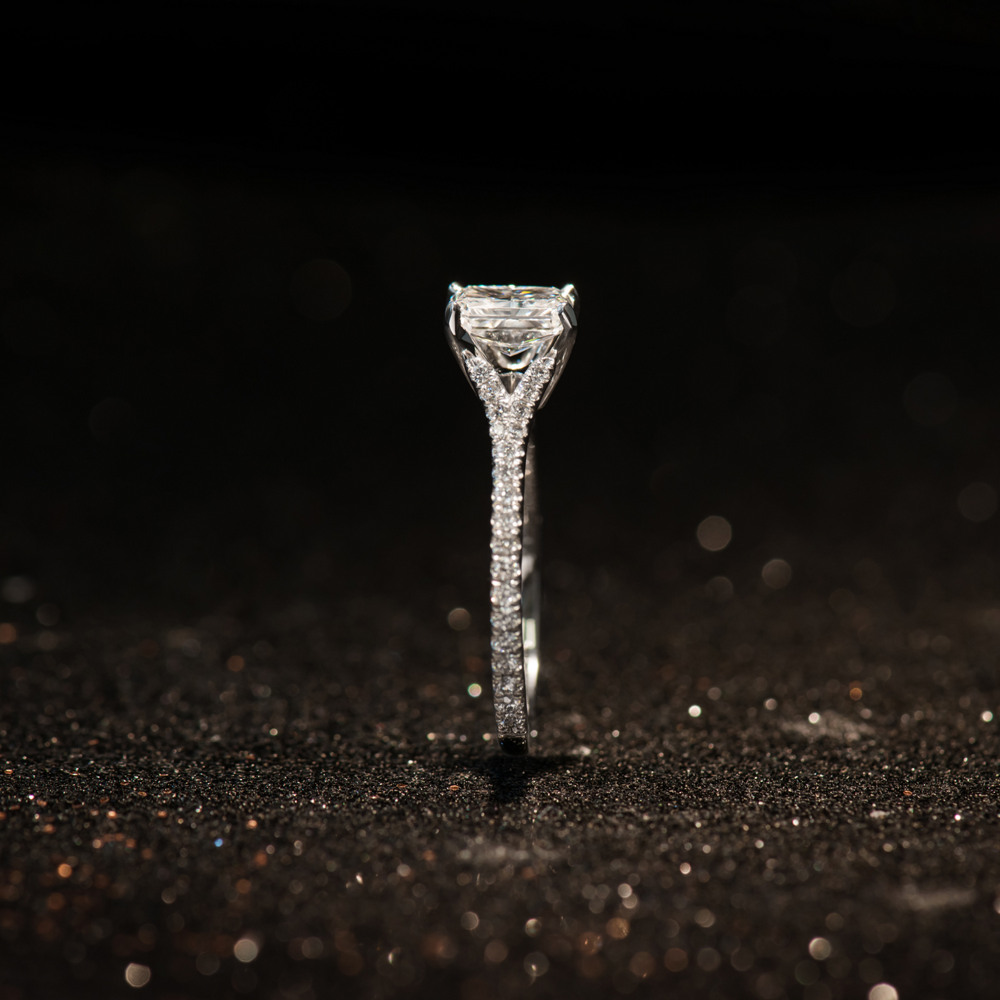 Diamond Cathedral Engagement Ring in Platinum | Shane Co.
