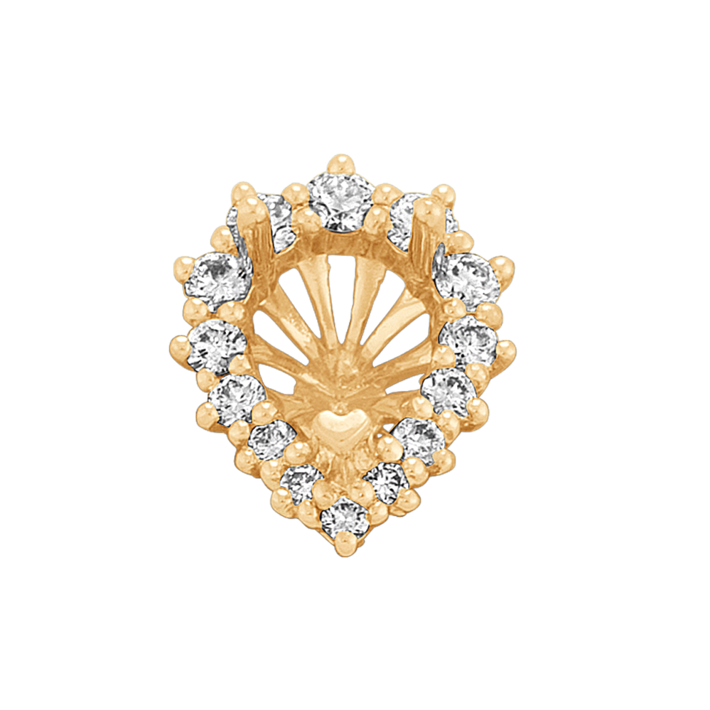 Diamond Encrusted Halo Decorative Crown to Hold 7x5mm Pear Shaped ...