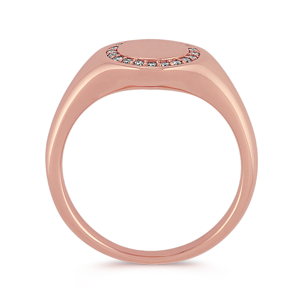 Diamond Engravable Signet Ring in 14k Rose Gold | Shane Co.
