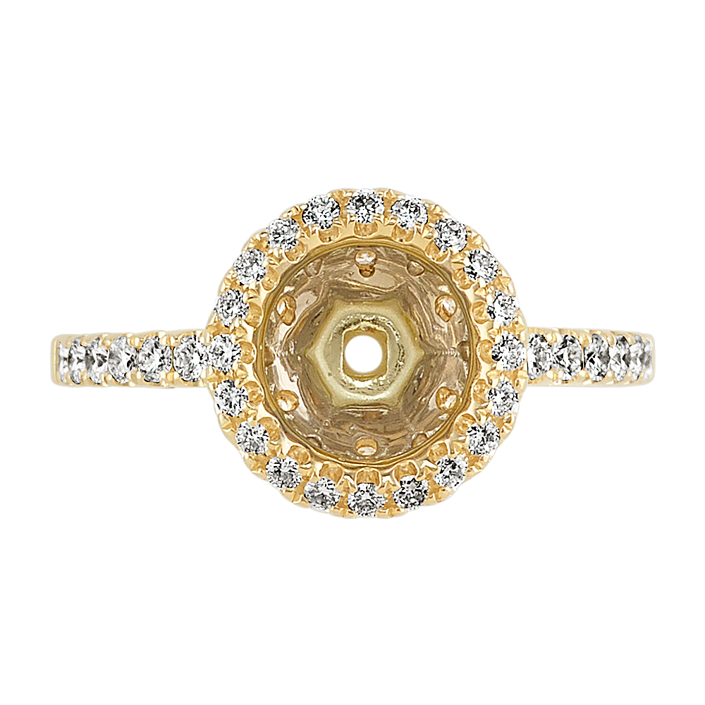 Diamond Halo Engagement Ring In 14k Yellow Gold Shane Co