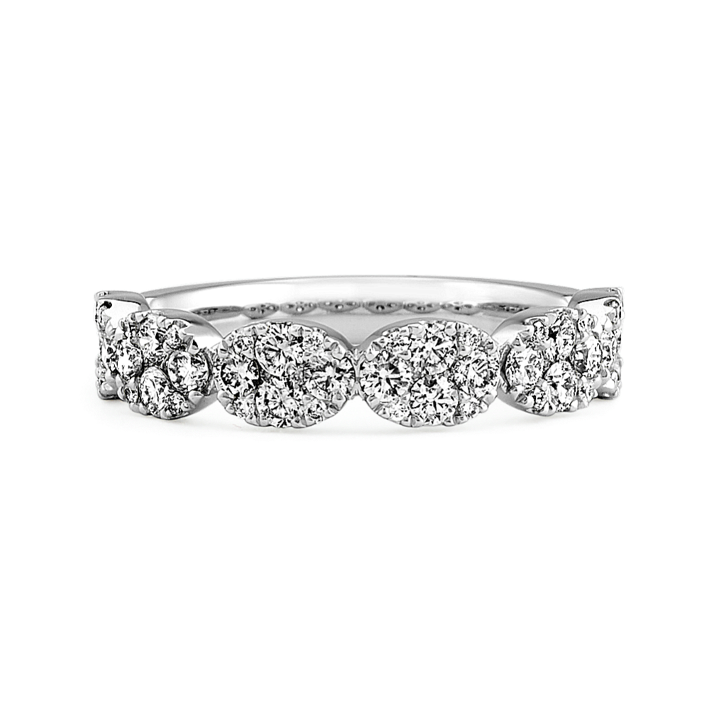 Diamond Oval Cluster Band in 14k White Gold | Shane Co.