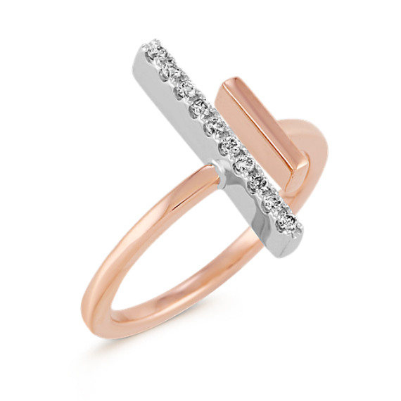 Diamond Parallel Bar Ring in 14k Two-Tone Gold | Shane Co.