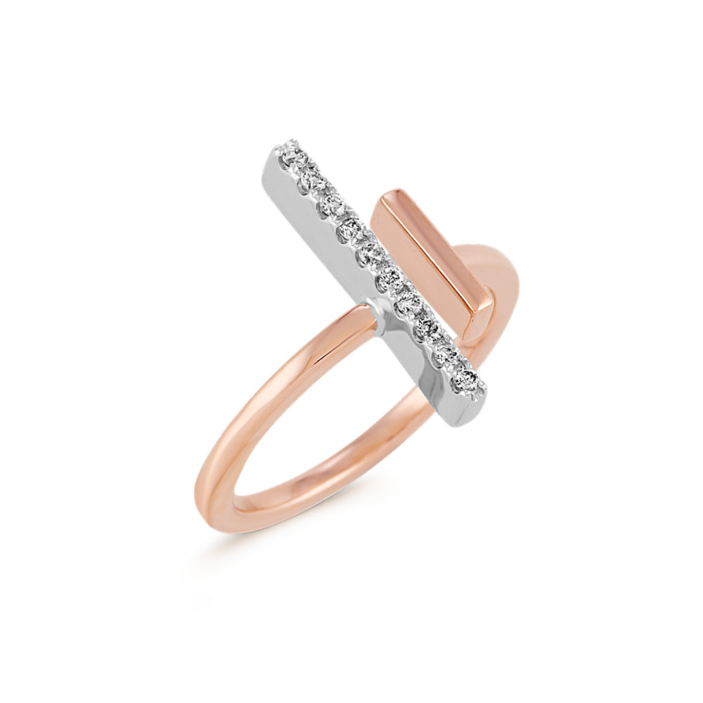 Diamond Parallel Bar Ring in 14k Two-Tone Gold | Shane Co.