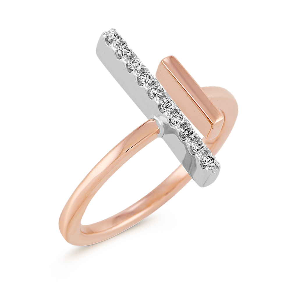 Diamond Parallel Bar Ring in 14k Two-Tone Gold | Shane Co.
