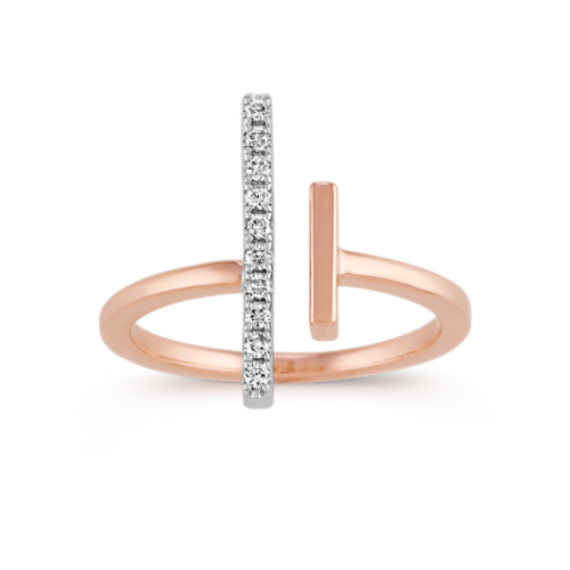 Diamond Parallel Bar Ring in 14k Two-Tone Gold | Shane Co.