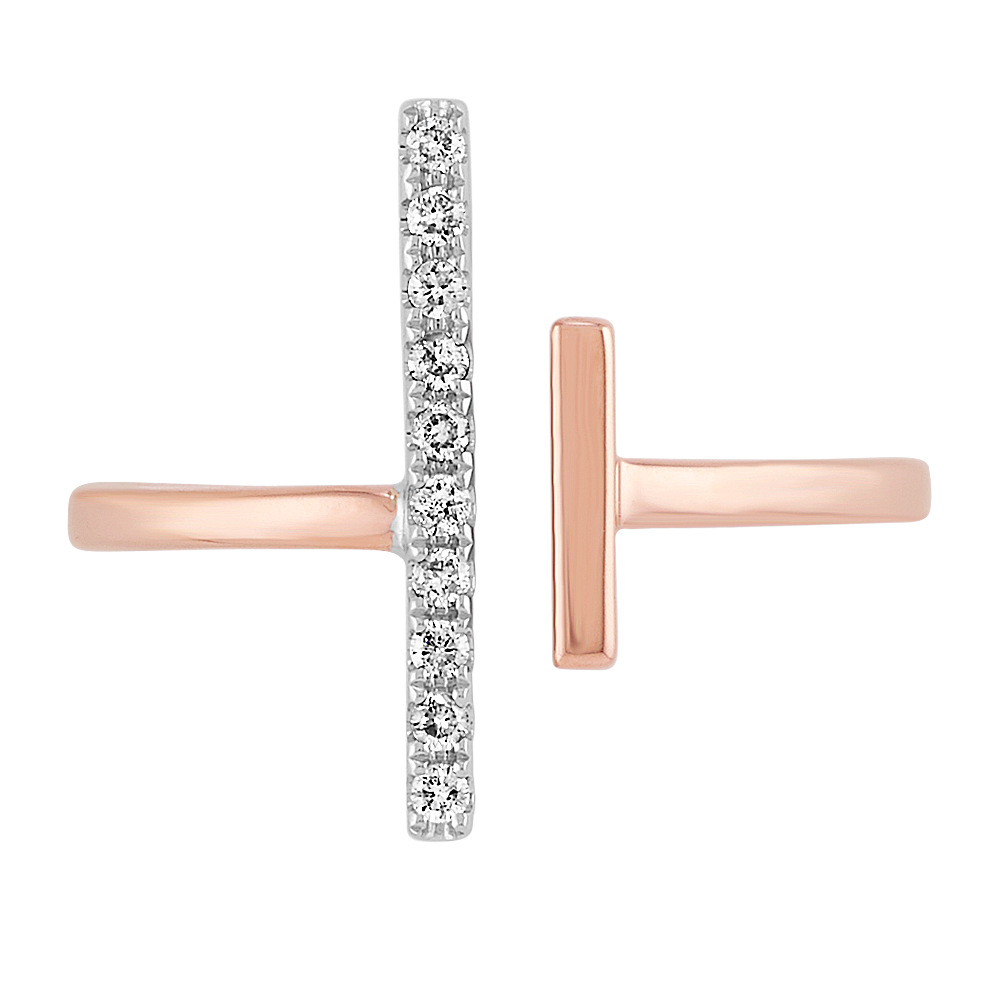 Diamond Parallel Bar Ring in 14k Two-Tone Gold | Shane Co.