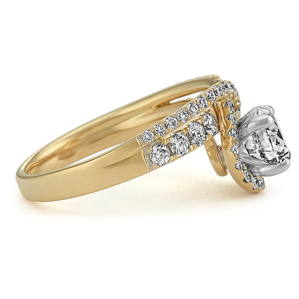 Diamond Swirl Engagement Ring in 14k Yellow Gold | Shane Co.