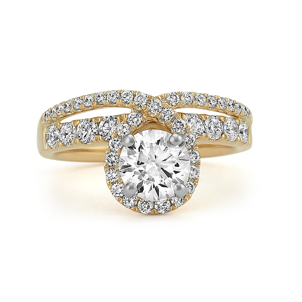 Diamond Swirl Engagement Ring in 14k Yellow Gold | Shane Co.