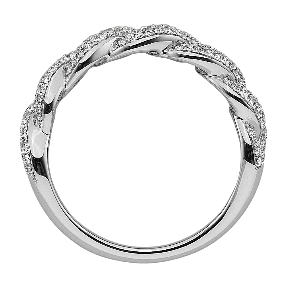 Bonn Diamond Chain Link Ring in 14K White Gold | Shane Co.