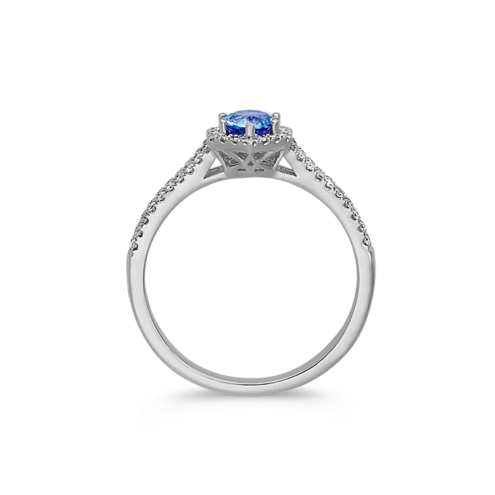 Diamond & Kentucky Blue Sapphire Halo Ring | Shane Co.