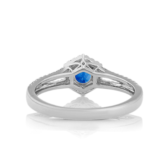 Diamond & Kentucky Blue Sapphire Halo Ring | Shane Co.