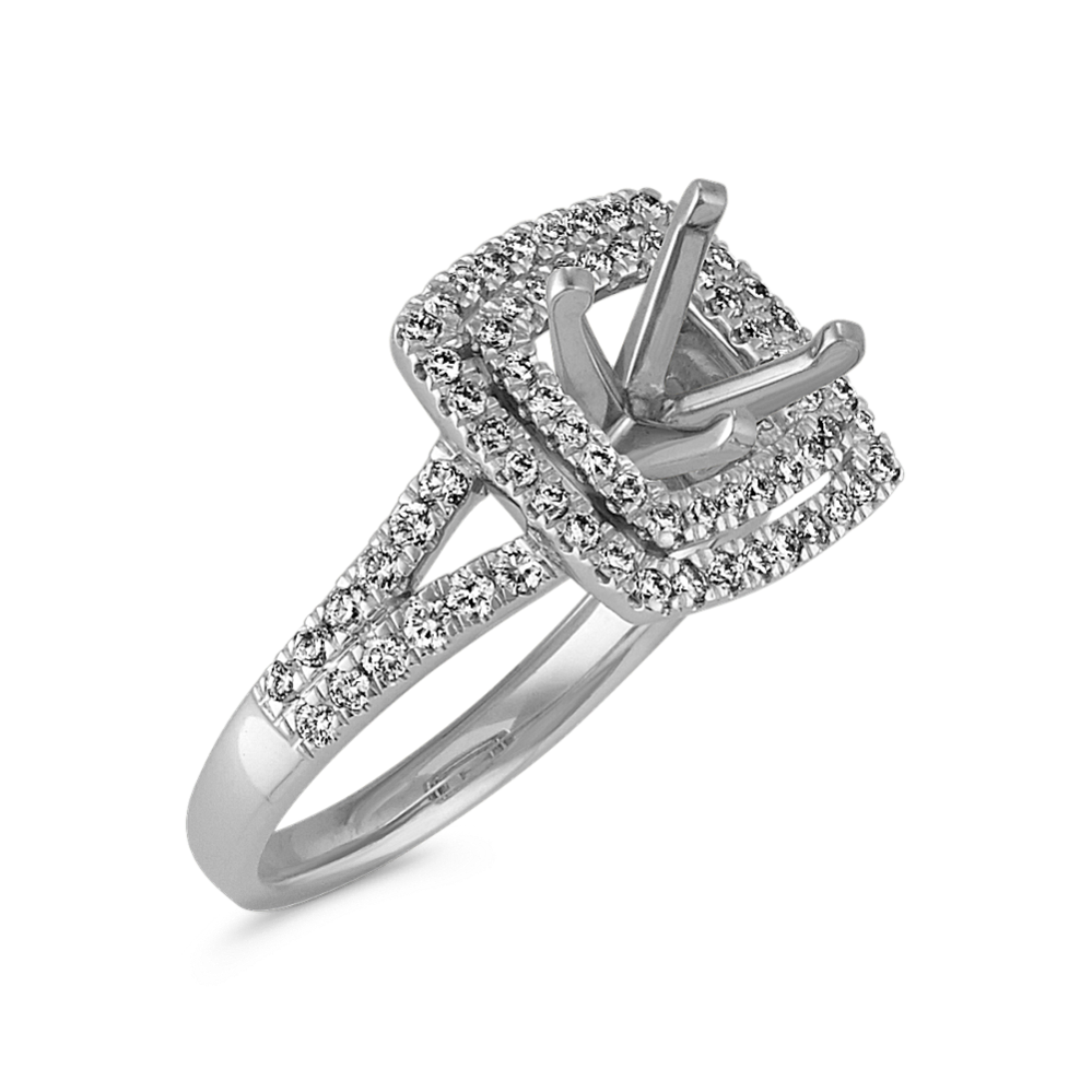 Double Halo and Split Shank Pave-Set Diamond Engagement Ring | Shane Co.