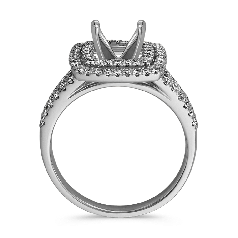 Double Halo and Split Shank Pave-Set Diamond Engagement Ring | Shane Co.