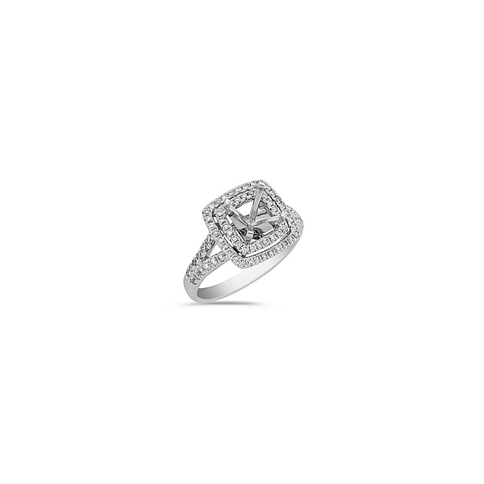 Double Halo and Split Shank Pave-Set Diamond Engagement Ring | Shane Co.