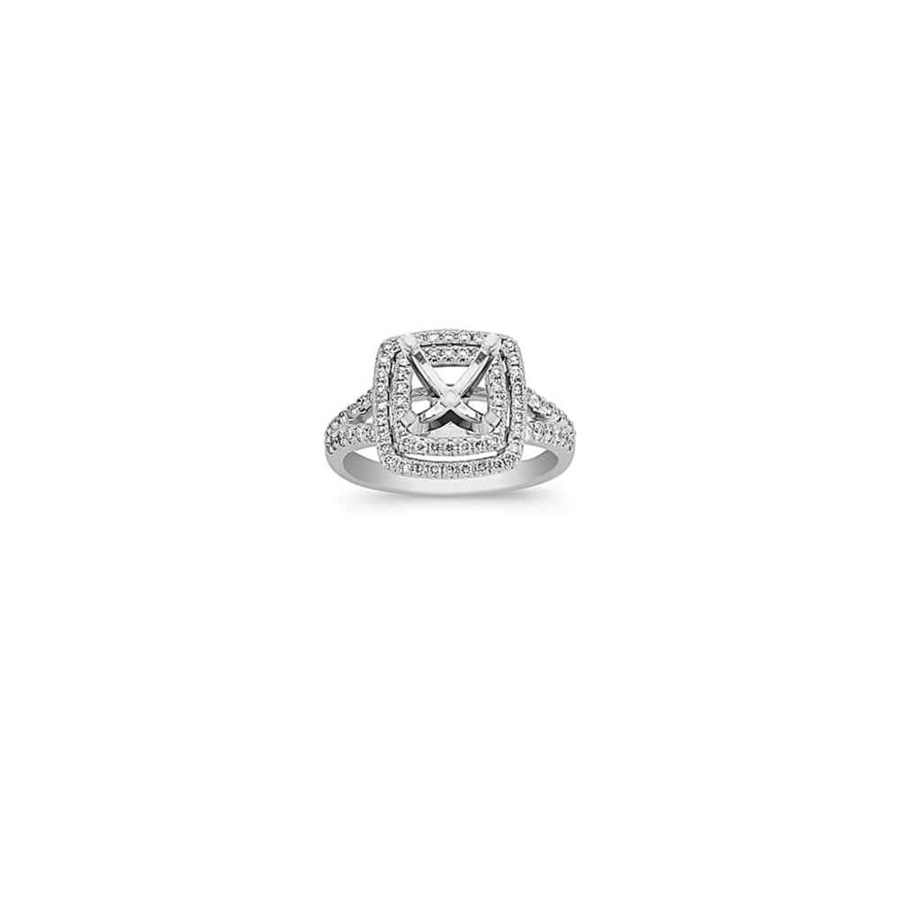 Double Halo and Split Shank Pave-Set Diamond Engagement Ring | Shane Co.