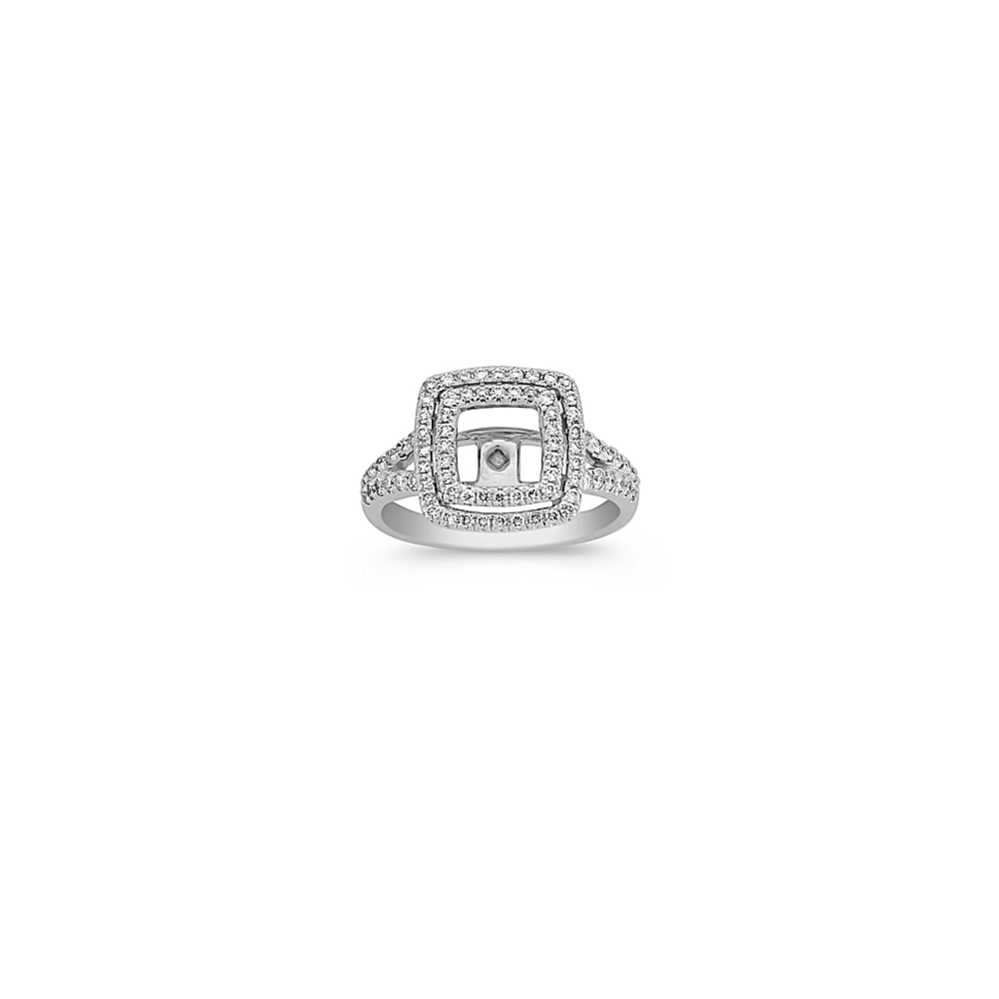 Double Halo and Split Shank Pave-Set Diamond Engagement Ring | Shane Co.