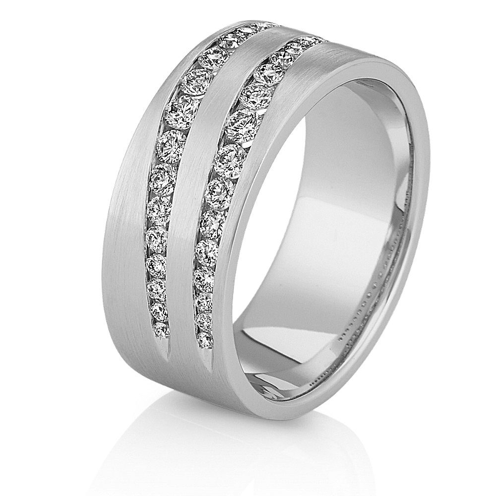 Double Row Diamond Mens Ring (8.5mm) | Shane Co.