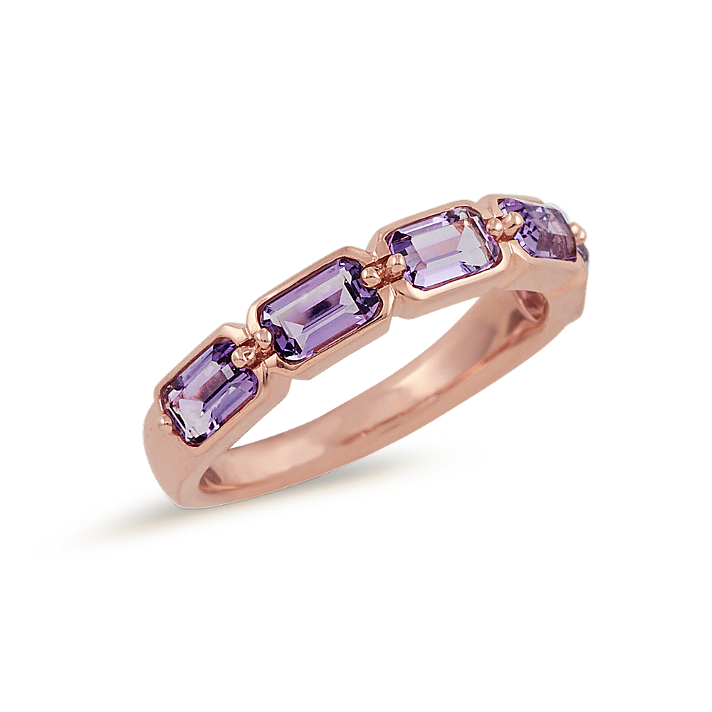 Emerald Cut Amethyst Ring in 14k Rose Gold | Shane Co.